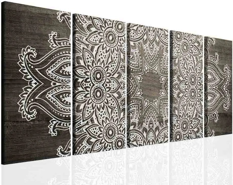 InSmile Obraz mandala šedé dřevo  150x60 cm