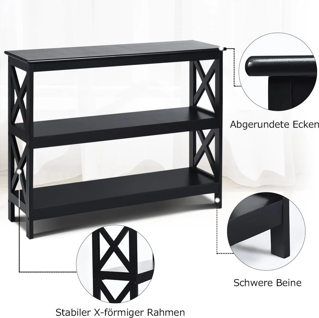 Costway Konzolový stolek průmyslový design s předsíň – 100 × 33 × 80 cm, černý