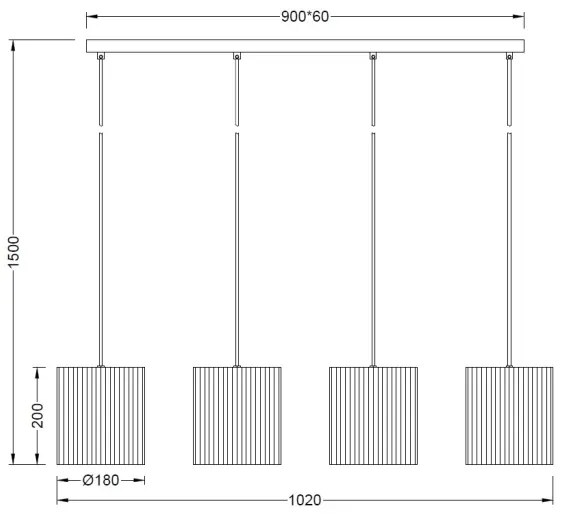 Brilagi - Lustr na lanku NORDIC WAVE 4xE27/15W/230V len/černá