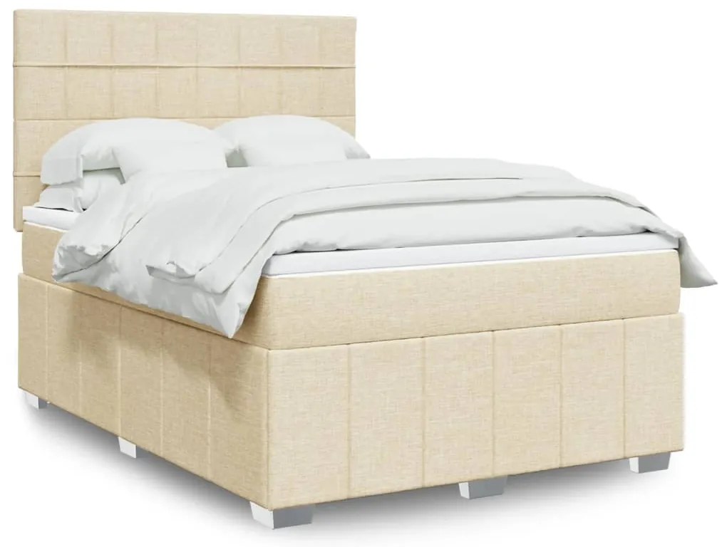 Box spring postel s matrací krémová 140x200 cm textil 3293996