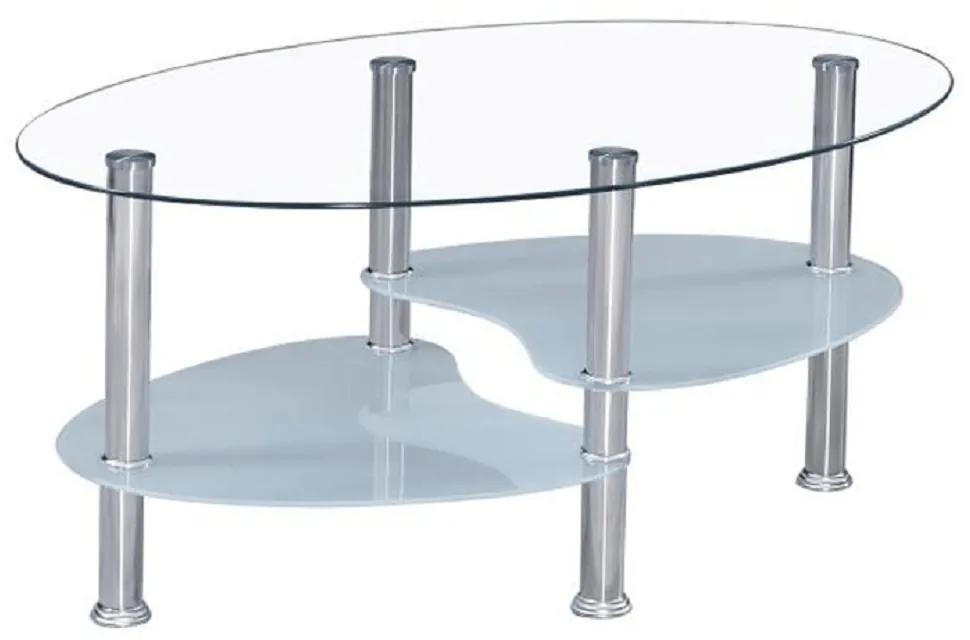 Konferenční stolek WAVE new, ocel a sklo čiré a mléčné