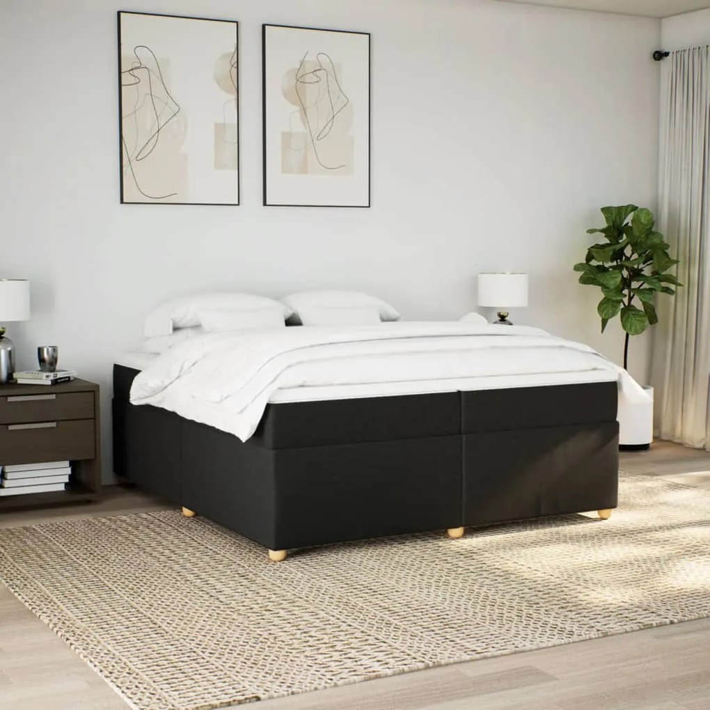 Box spring postel s matrací černá 200x200 cm textil 3285403