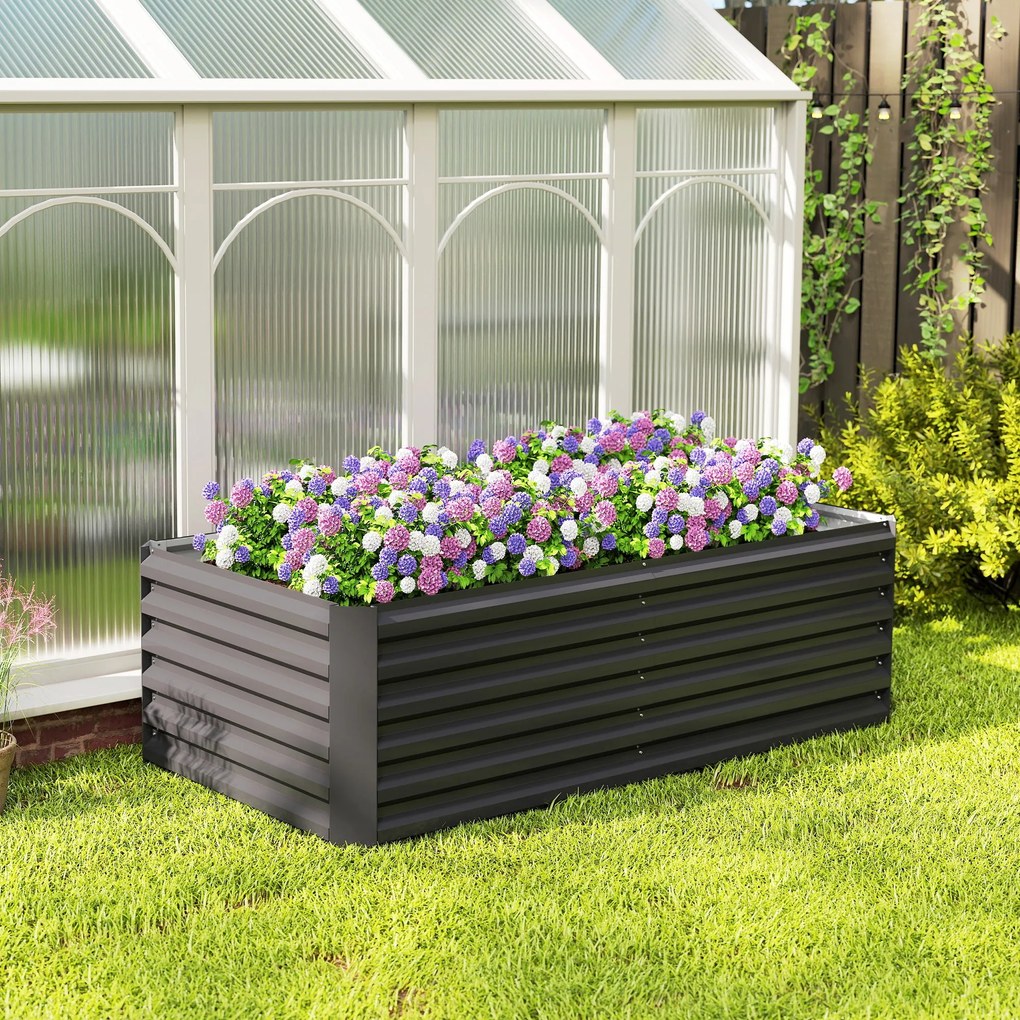 Outsunny pozinkovaný ocelový vyvýšený záhon 180 x 90 x 57,5 cm — hluboký květináč s výztužnými tyčemi a otevřeným dnem, odolný proti povětrnostním vl…