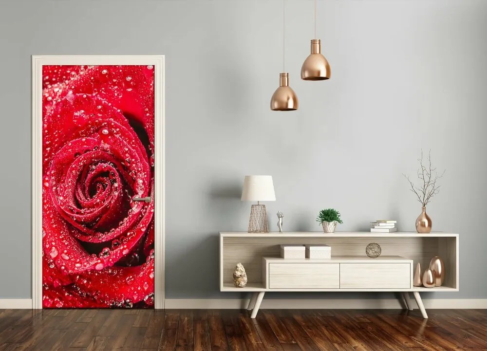 Fototapeta samolepící červená růže 95x205 cm