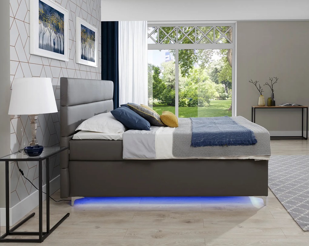 Boxspring Amadeo 160x200 s LED podsvícením Materiál / Dekor: Sawana 21