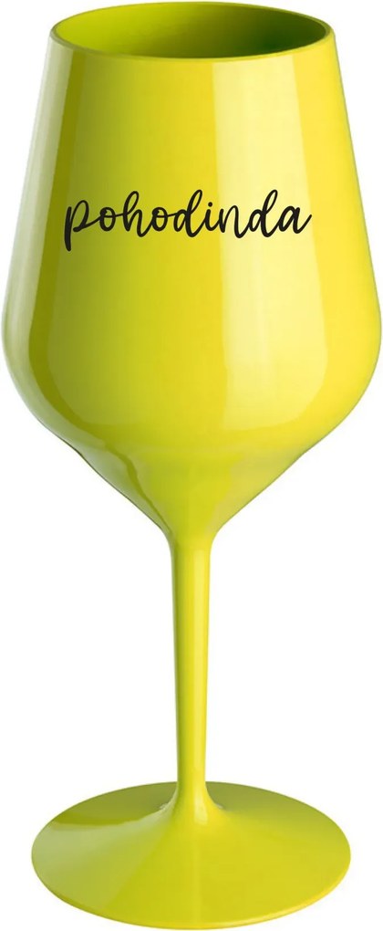 POHODINDA - žlutá nerozbitná sklenice na víno 470 ml