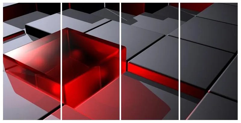 Abstraktní obraz červené kostky (160x80 cm), 40 dalších rozměrů