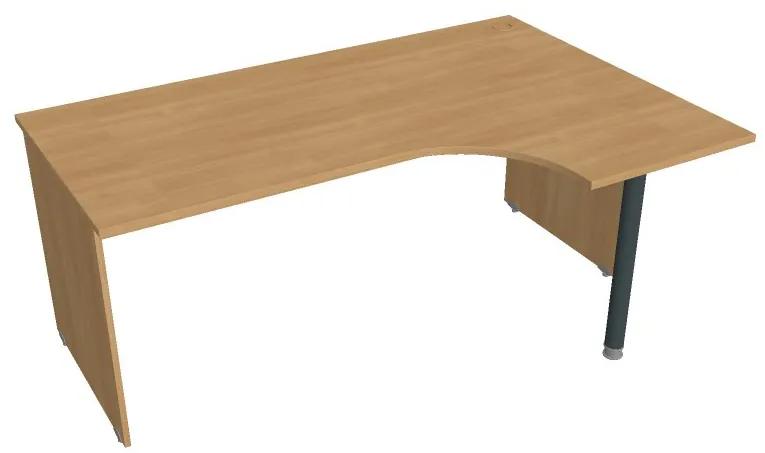Stůl ergo 180 x 120 cm, levý Hobis Gate GE 1800 60 L Dekor lamino podnože: dub, Dekor korpusu: dub, Barva nohy: černá