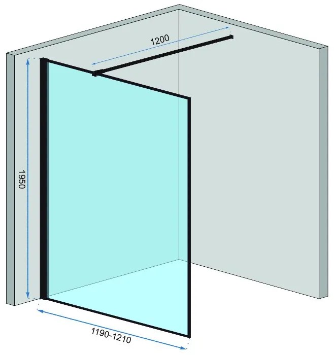 Rea - Bler sprchová zástěna 120x195cm, 8mm sklo, čiré sklo/černý profil, REA-K7631
