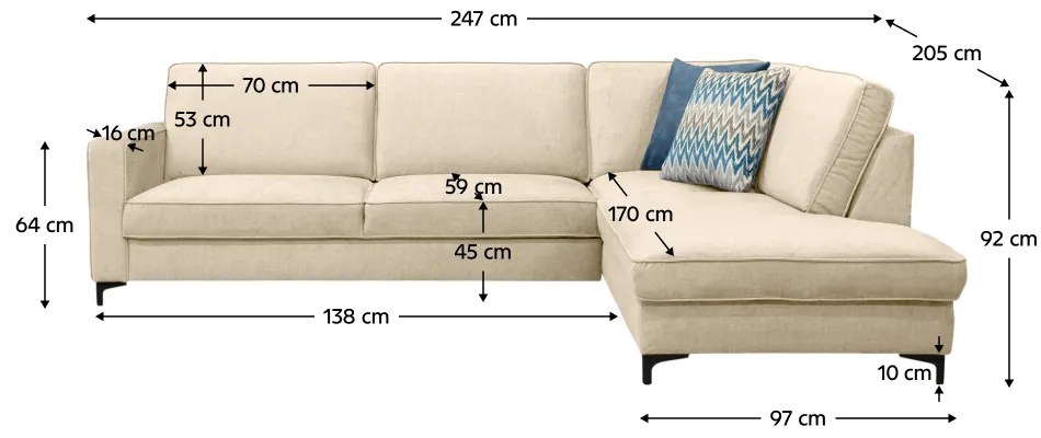 Kondela Rozkládací sedací souprava, krémová, pravá, ERMON ROH