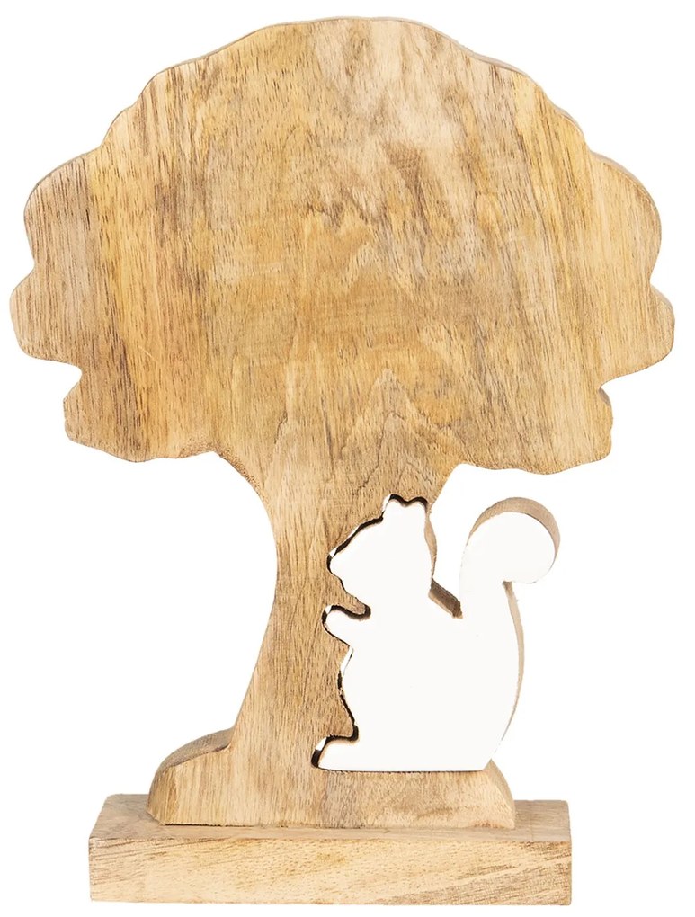 Dřevěný dekorativní strom s bílou veverkou - 22*17*5 cm