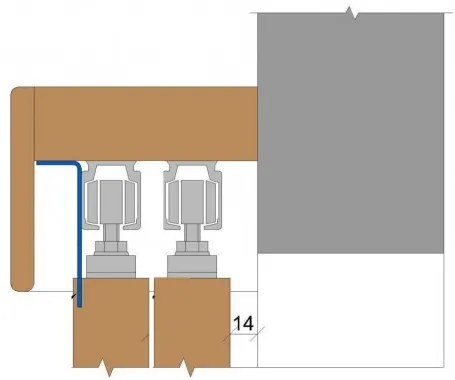 Doornite - Posuvné dveře na stěnu Plné hladké Parallel systém 12352