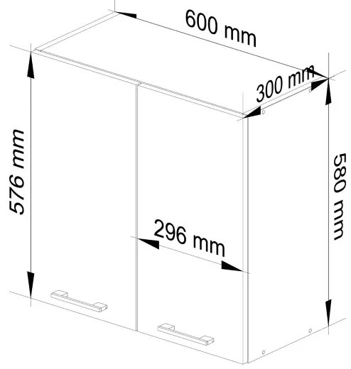 Horní kuchyňská skříňka OLIWIA W60 H580 bílá / beton