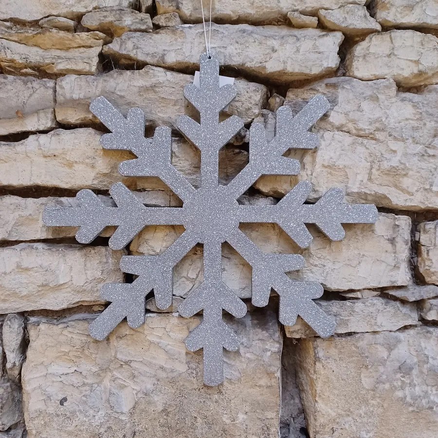 Vánoční ozdoba vločka IV, pr. 40 cm, stříbrná, překližka, venkovní