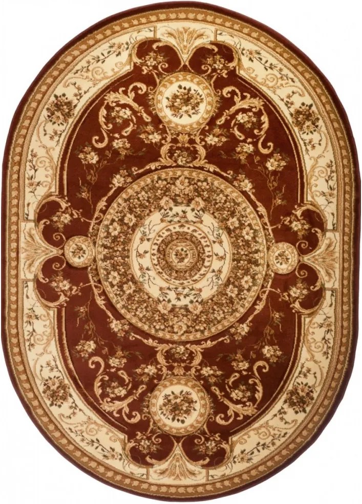 *Kusový koberec klasický vzor 3 hnědý ovál, Velikosti 60x100cm