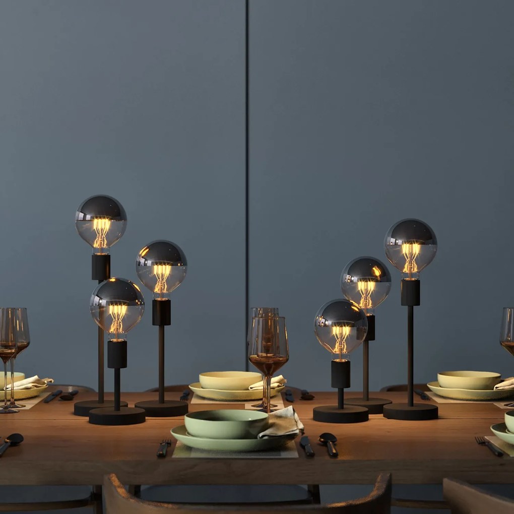 creative cables Kovová stolní lampa Alzaluce Velikost: 25 cm, Barva: Černá Perleť