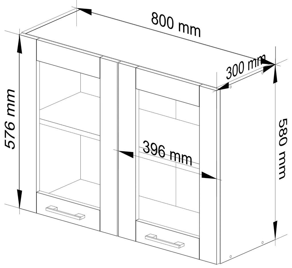 Závěsná kuchyňská skříňka OLIVIE W 80x58 cm matná bílá/beton
