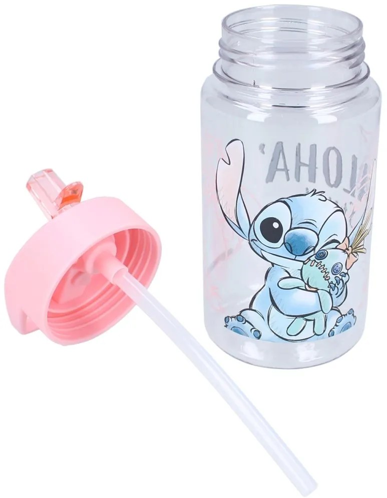 Dívčí plastová láhev na pití Lilo &amp; Stitch s brčkem - 450 ml