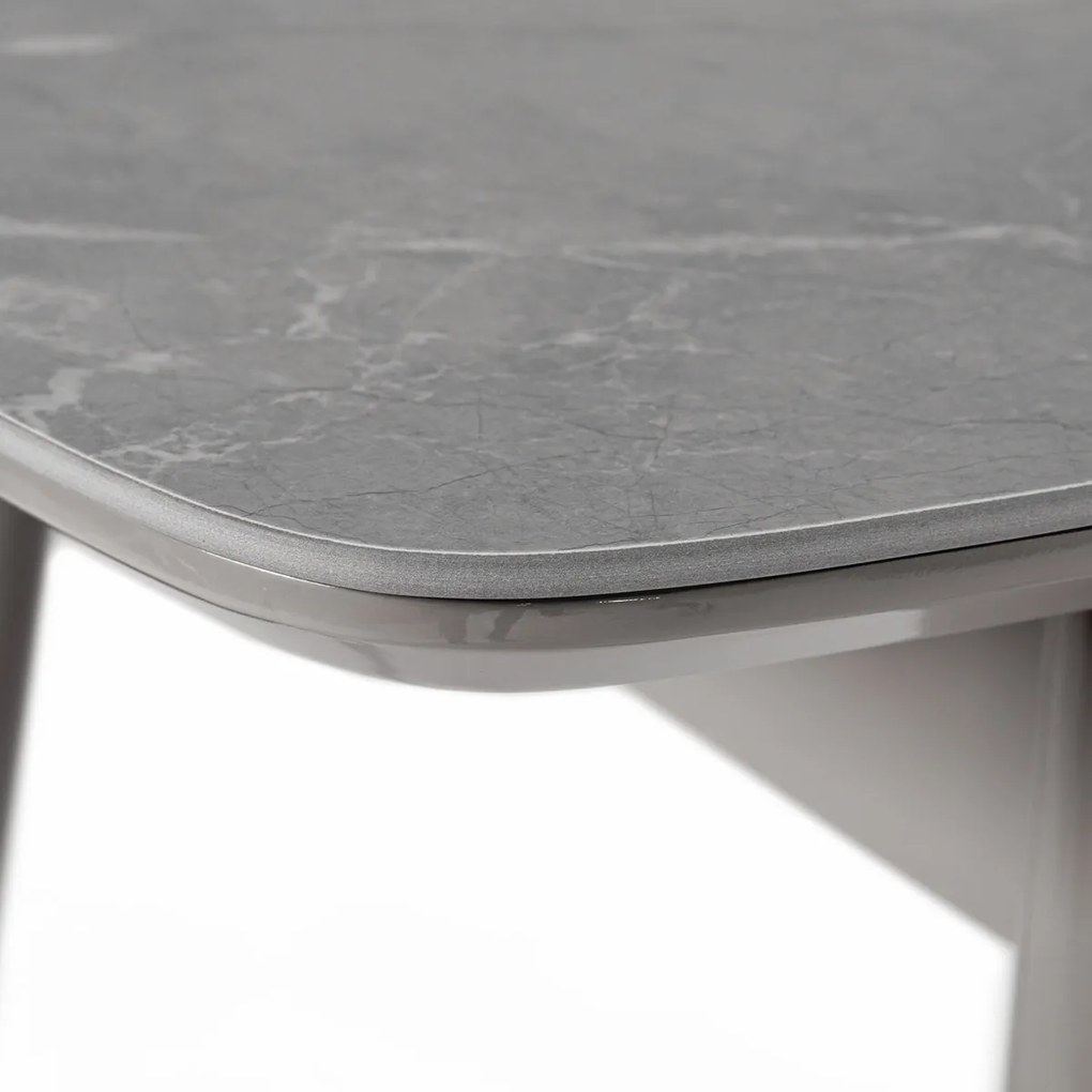 AUTRONIC Jídelní stůl 90+25x70 cm, keramická deska šedý mramor, masiv, šedý vysoký lesk