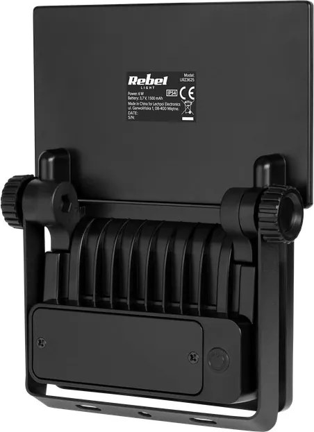 Solární reflektor REBEL URZ3625, 800lm, IP54, 6500K, 3,7 V, 1500 mAh, 6W, černá