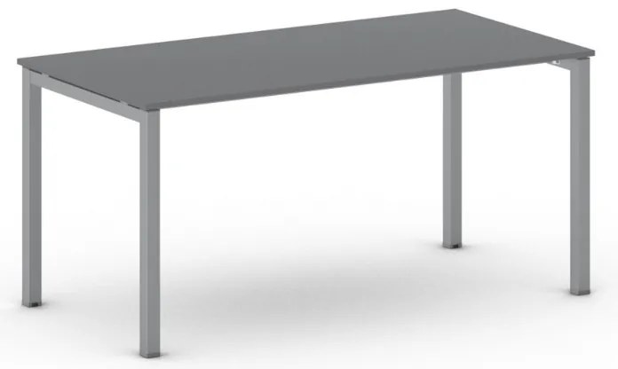 Jednací kancelářský stůl PRIMO SQUARE, 160x80 cm, šedostříbrná podnož, grafit