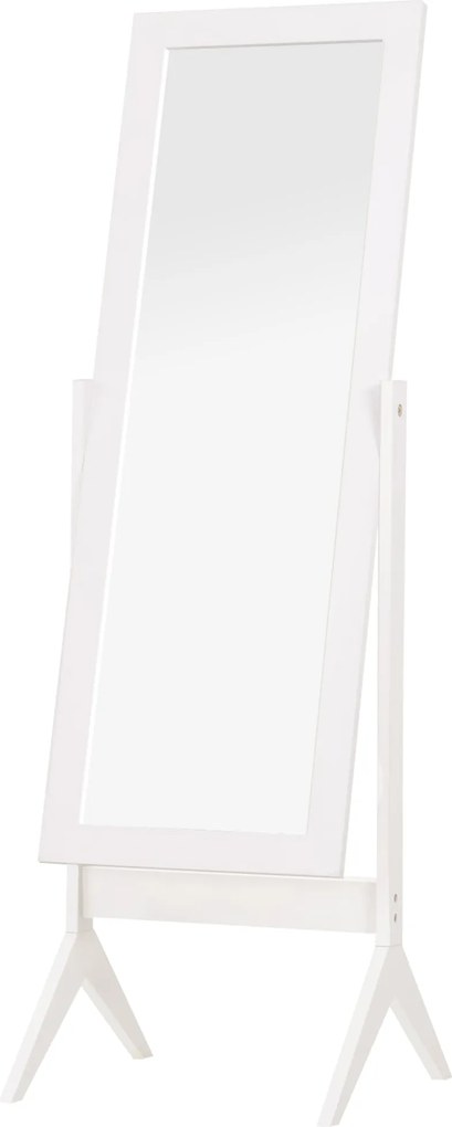 HOMCOM Zrcadlo v Plné Výšce s Toaletním Zrcátkem, Snadno Čistitelné MDF, Bílé 47cm x 46cm x 148cm | Aosom