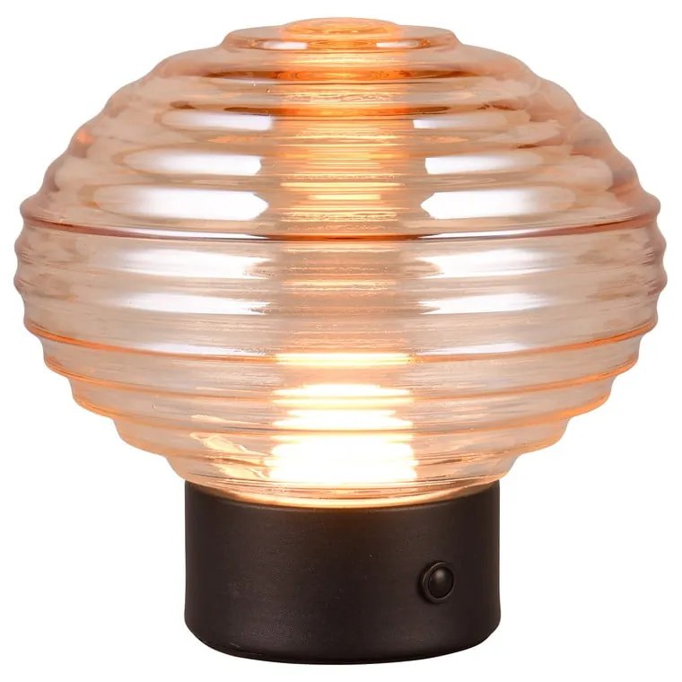 Černo-béžová stmívatelná LED stolní lampa se skleněným stínidlem (výška 14,5 cm) Earl – Reality
