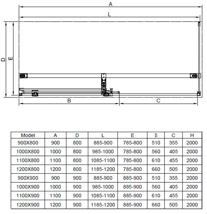 BPS-koupelny Obdélníkový sprchový kout HYD-ATA-1K 100x80 chrom/transparent - bez vaničky