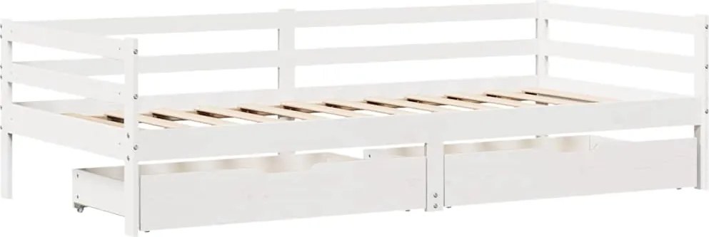 Válenda se zásuvkami bílá 90 x 200 cm masivní borovice 3302048