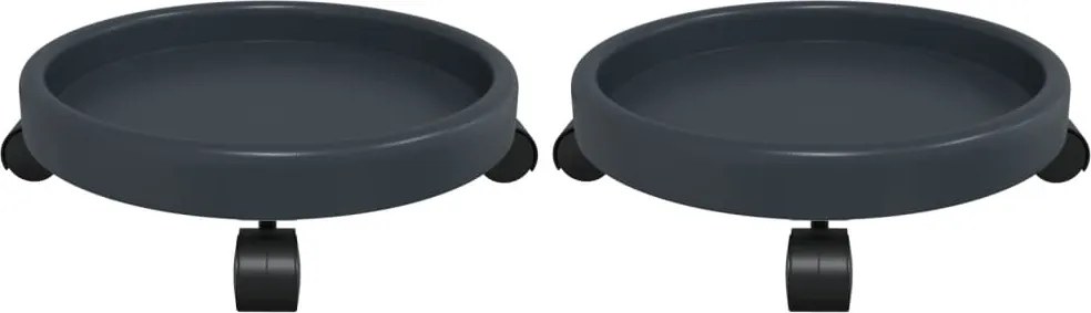 Vozíky na rostliny na kolečkách 2 ks šedé průměr 34 cm 35 kg 154609
