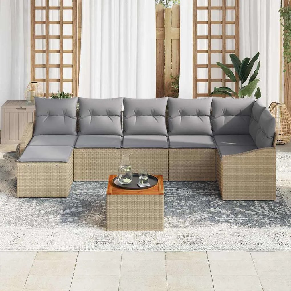 Sada zahradních pohovek 8 ks Béžová polyratan 3347861