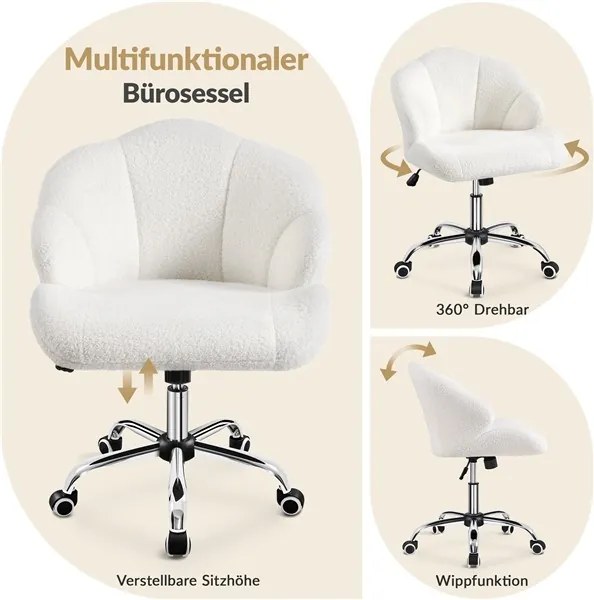 Kancelářská židle Yaheetech – sněhově bílá, polyester (267310100420)