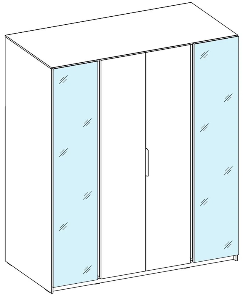 Šatní skříň KAJA 2LU 2F | 200 cm | se zrcadly | VYSOKÁ | černá