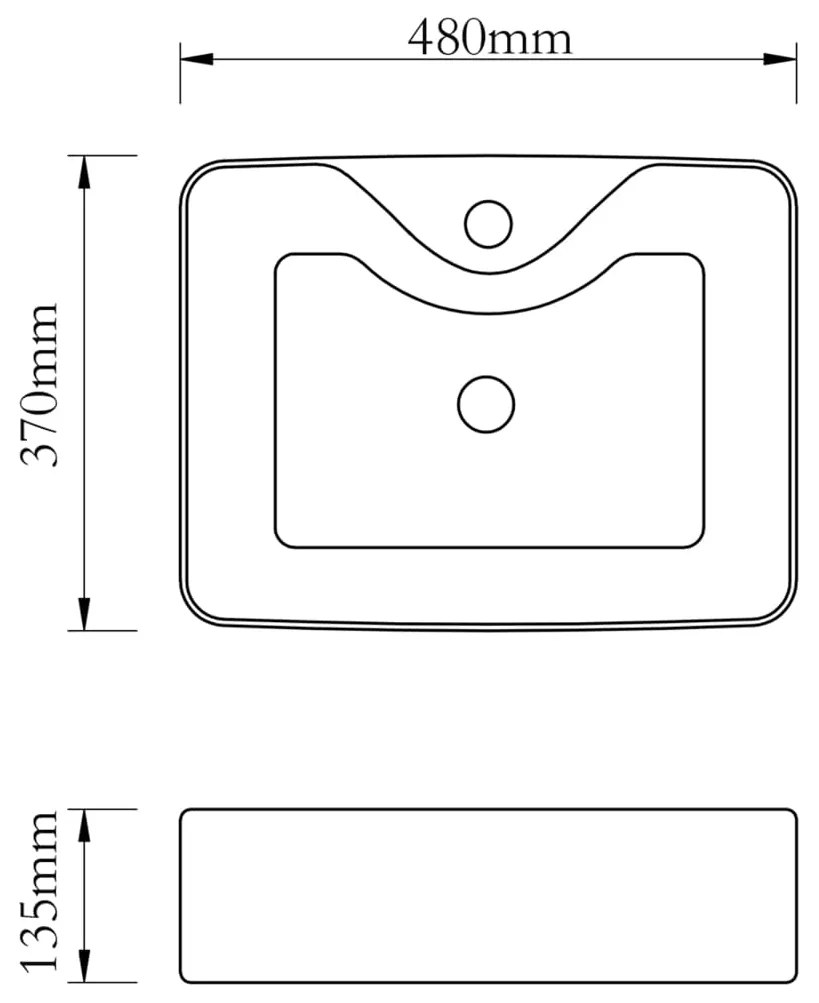 vidaXL Keramické umyvadlo s otvorem na baterii černé čtvercové