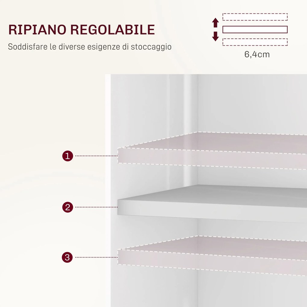Skládací stůl HOMCOM s vyklápěcími deskami a 3 úrovněmi polic, úložná skříňka a kola, MDF, 130x80x76,5 cm, bílý