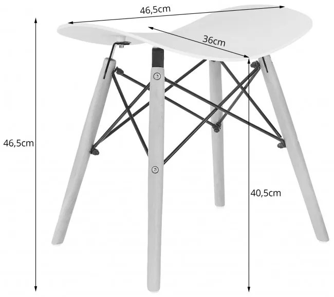 Set tří taburetek KORFU - bílé (hnědé nohy) (3ks)