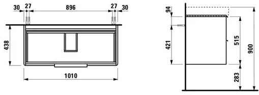 Laufen Base Skříňka pod umyvadlo 101 cm, 2 zásuvky, bílá lesklá H4024521102611