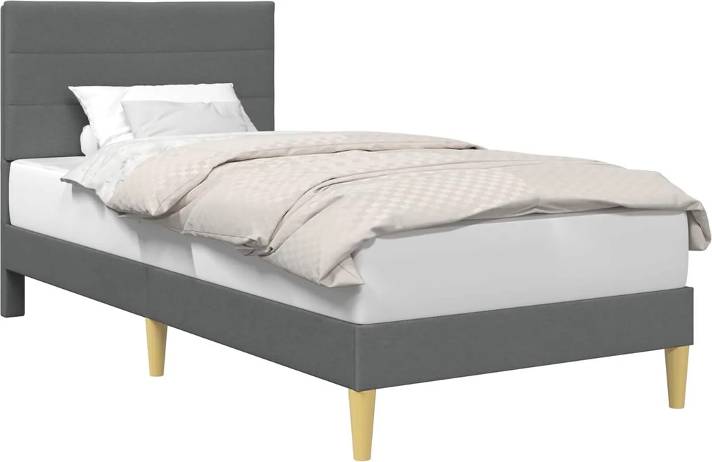 Rám postele s čelo Tmavě šedá 90 x 190 cm Textil 3414672