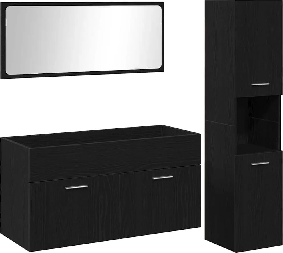Sada koupelnového nábytku 3 ks Černý dub 90 x 38,5 x 46 cm 3334326