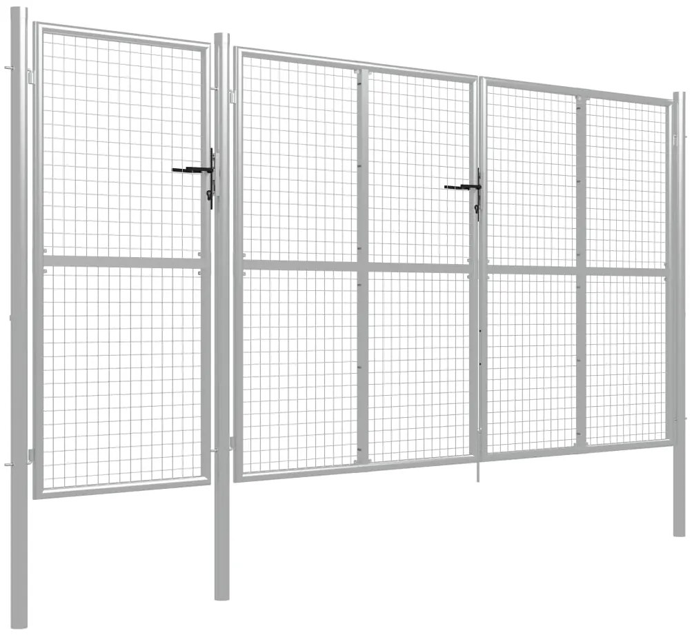 vidaXL Marketos Zahradní brána ocelová 400 x 150 cm stříbrná