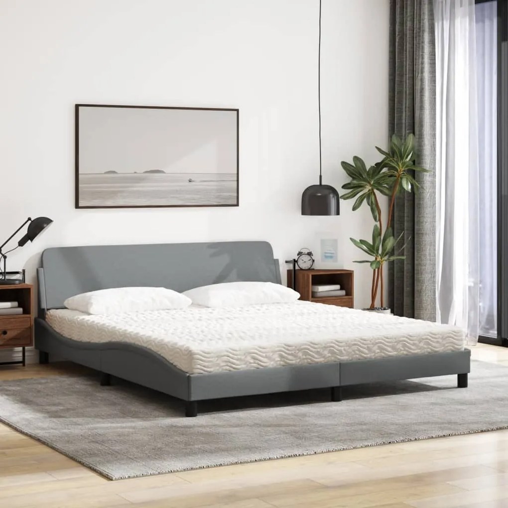Postel s matrací Dover světle šedá 180 x 200 cm textil 3208444