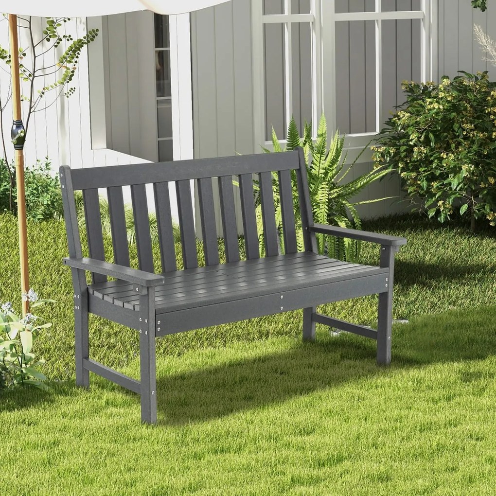 Costway 132 cm Dlouhá lavička do každého počasí Vyrobená z HDPE pro 2-3 osoby