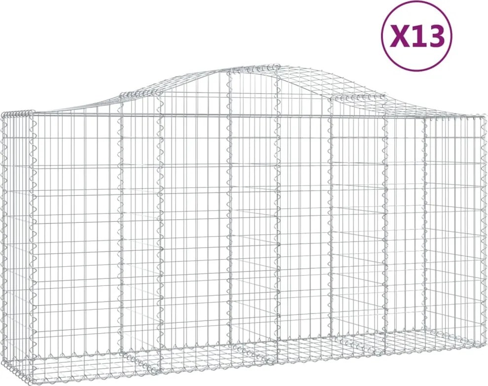 Klenuté gabionové koše 13ks 200x50x100/120cm pozinkované železo 3145651