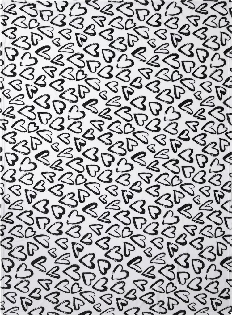 Livarno® Hebká deka, 150 x 200 cm (srdce/bílá)