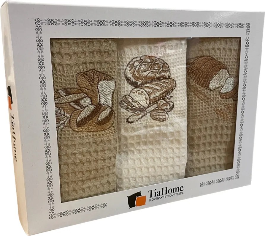 Utěrky na nádobí vaflové Chléb 3ks 40x60cm TiaHome