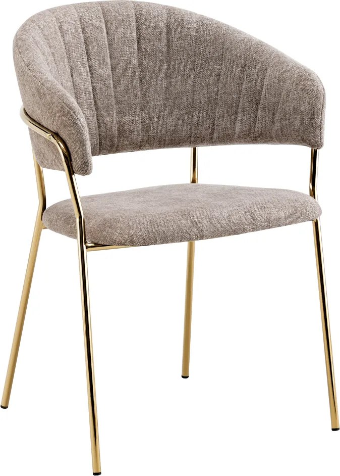 Designové jídelní křeslo DECO - látka, hnědá / zlatá