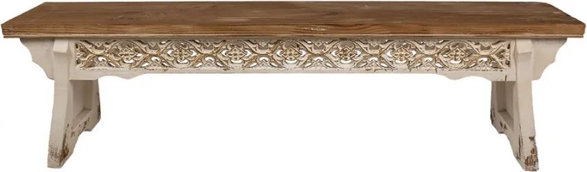 Béžovo-hnědá dřevěná lavice Brocante wood - 169*36*46 cm