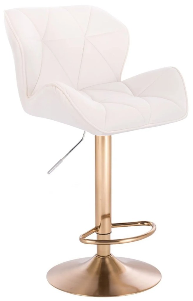 LuxuryForm DESIGN Barová židle MILANO VELUR na zlaté kulaté podstavě - bílá