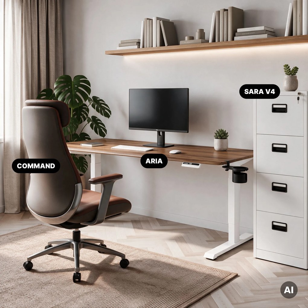 Elektrický stůl s nastavitelnou výškou ergonomický bílý/ořech,1600x800 mm: ARIA