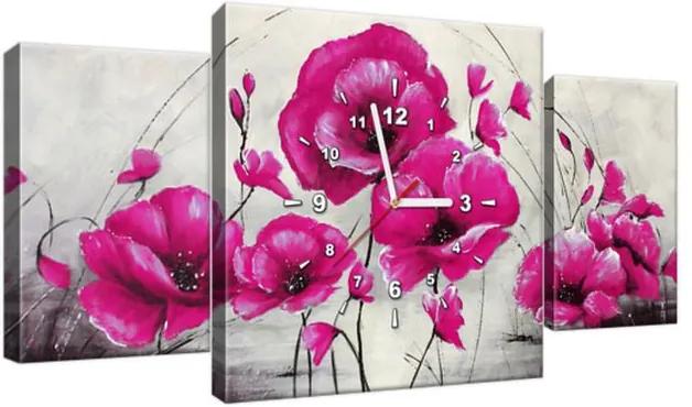 Tištěný obraz s hodinami Růžové Vlčí máky 80x40cm ZP2453A_3AX